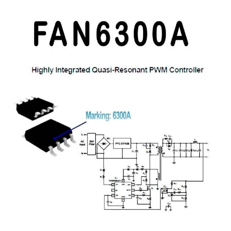 Circuito Integrado FAN6300A - SMD SOP 8 - Quasi-Resonant Current Mode PWM Controller - 6300A